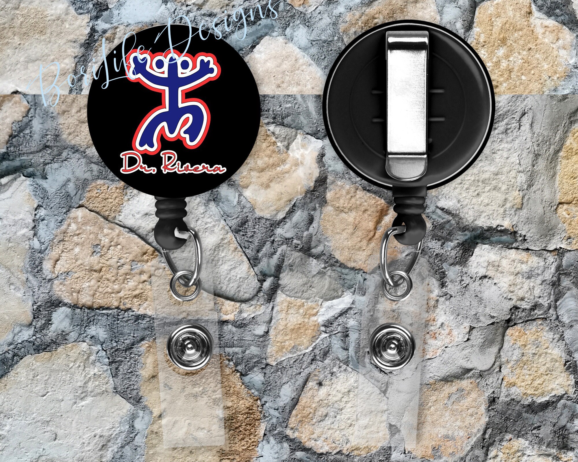 Personalized Retractable Taino Coqui Work ID Badge Reel Design With ...