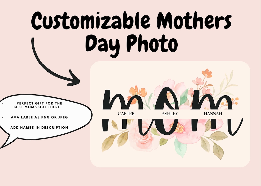 Customizable Mothers Day Monogram Photo - Featuring Children's Names - Etsy