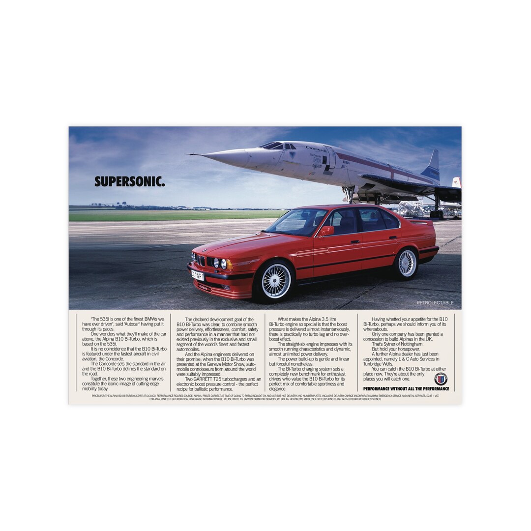 BMW Alpina E34 B10 Bi-turbo Retro Advertising Poster Vintage BMW Poster ...