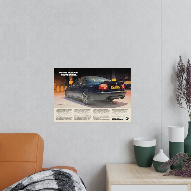 BMW E39 M5 Retro Advertising Poster Vintage BMW Advert Oxford Green ...