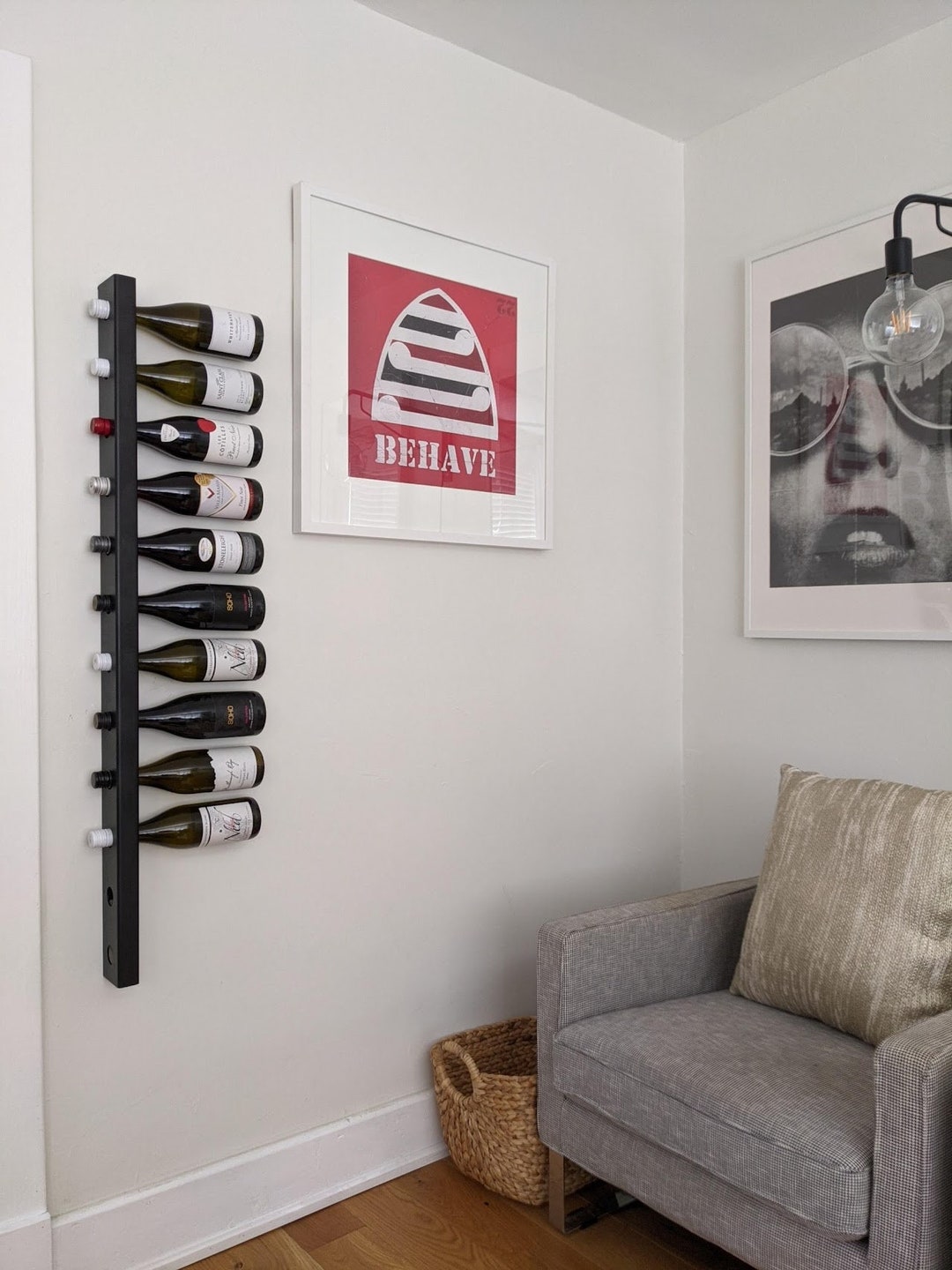 Black Wall Mounted Wine Rack - Etsy