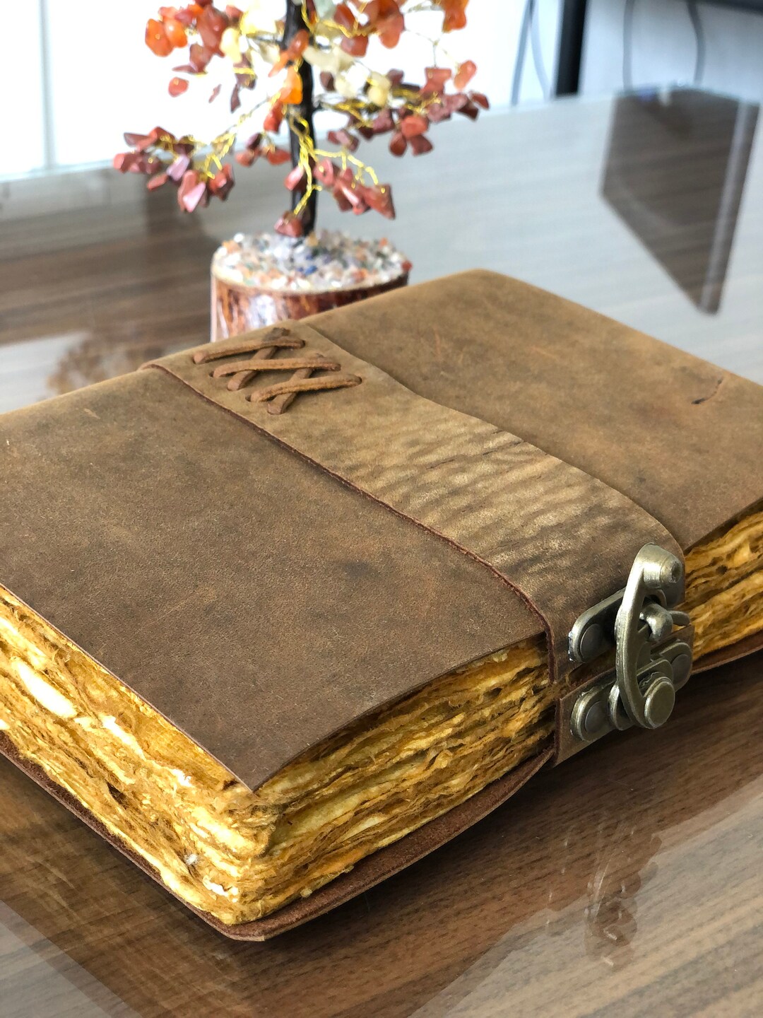 Vintage Leather Journal Lock Closure Book of Shadows - Etsy