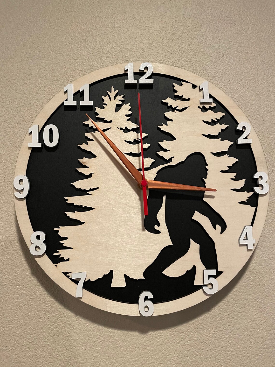Bigfoot Sasquatch Wall Clock Laser Cut Wood Clock Hanging - Etsy