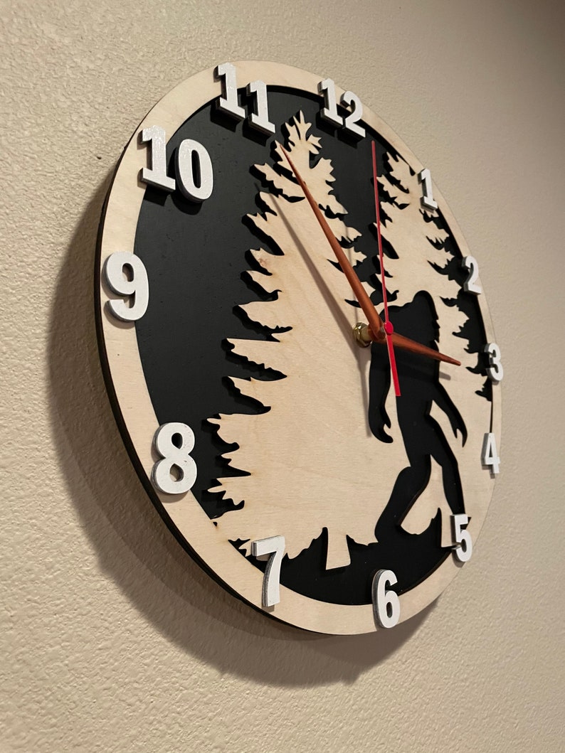 Bigfoot Sasquatch Wall Clock Laser Cut Wood Clock Hanging - Etsy