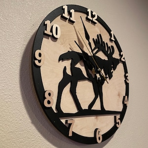 Elk and Mountains Silhouette Clock Laser Cut Wood Clock | Etsy