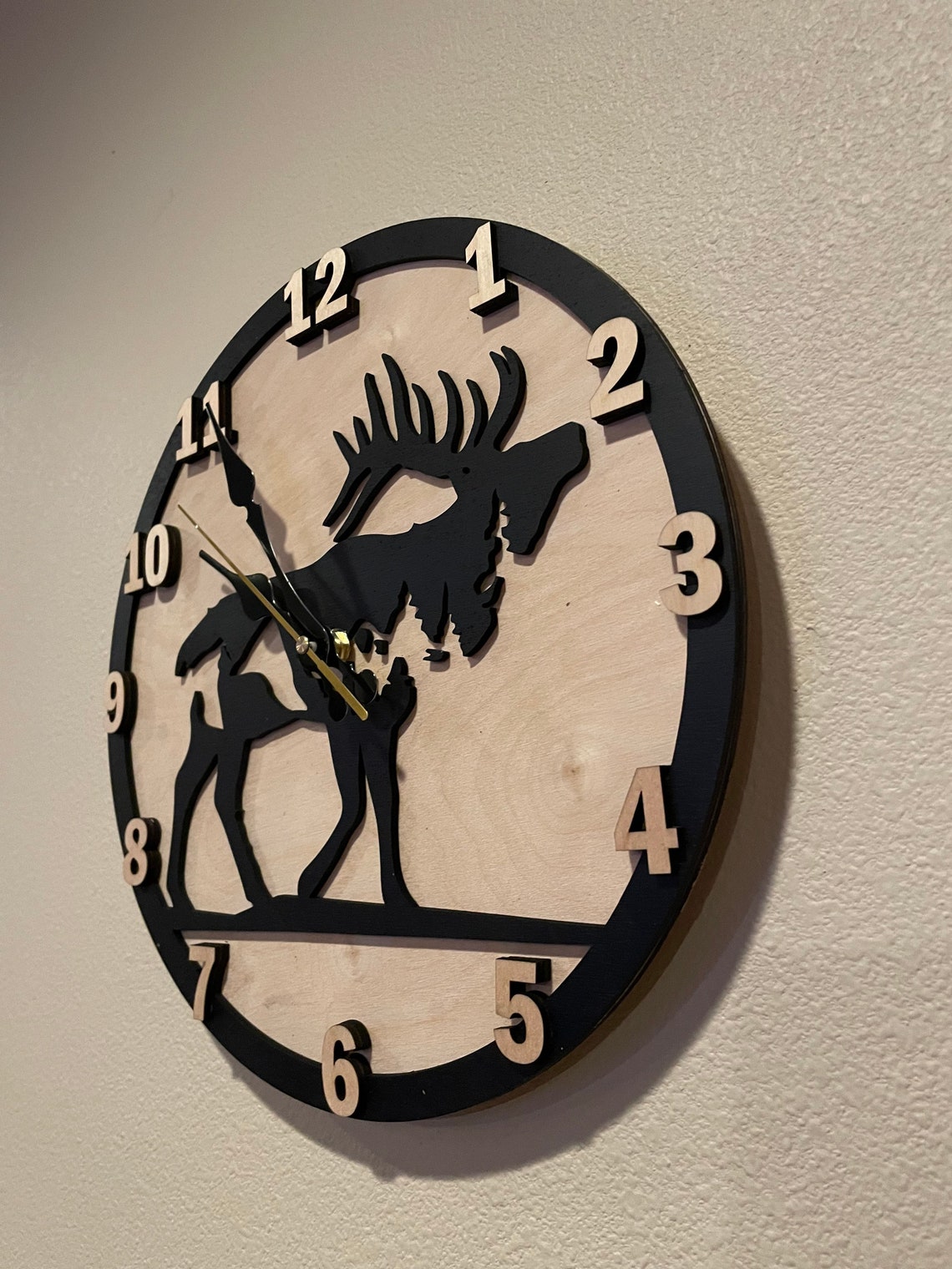 Elk and Mountains Silhouette Clock Laser Cut Wood Clock | Etsy