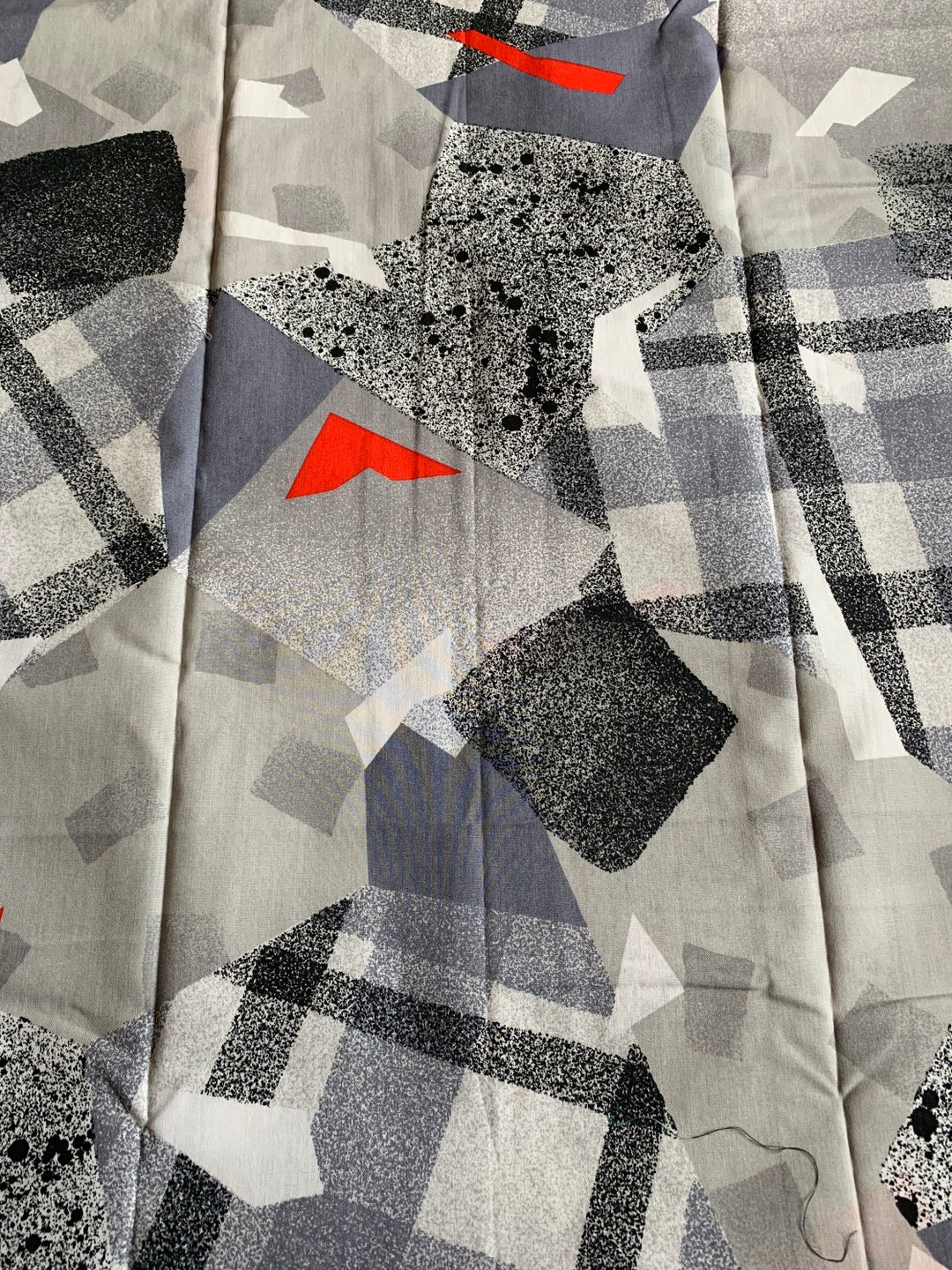 Fabric- Geometric Gray/red Sewing Quilting Craft Projects DIY Projects ...