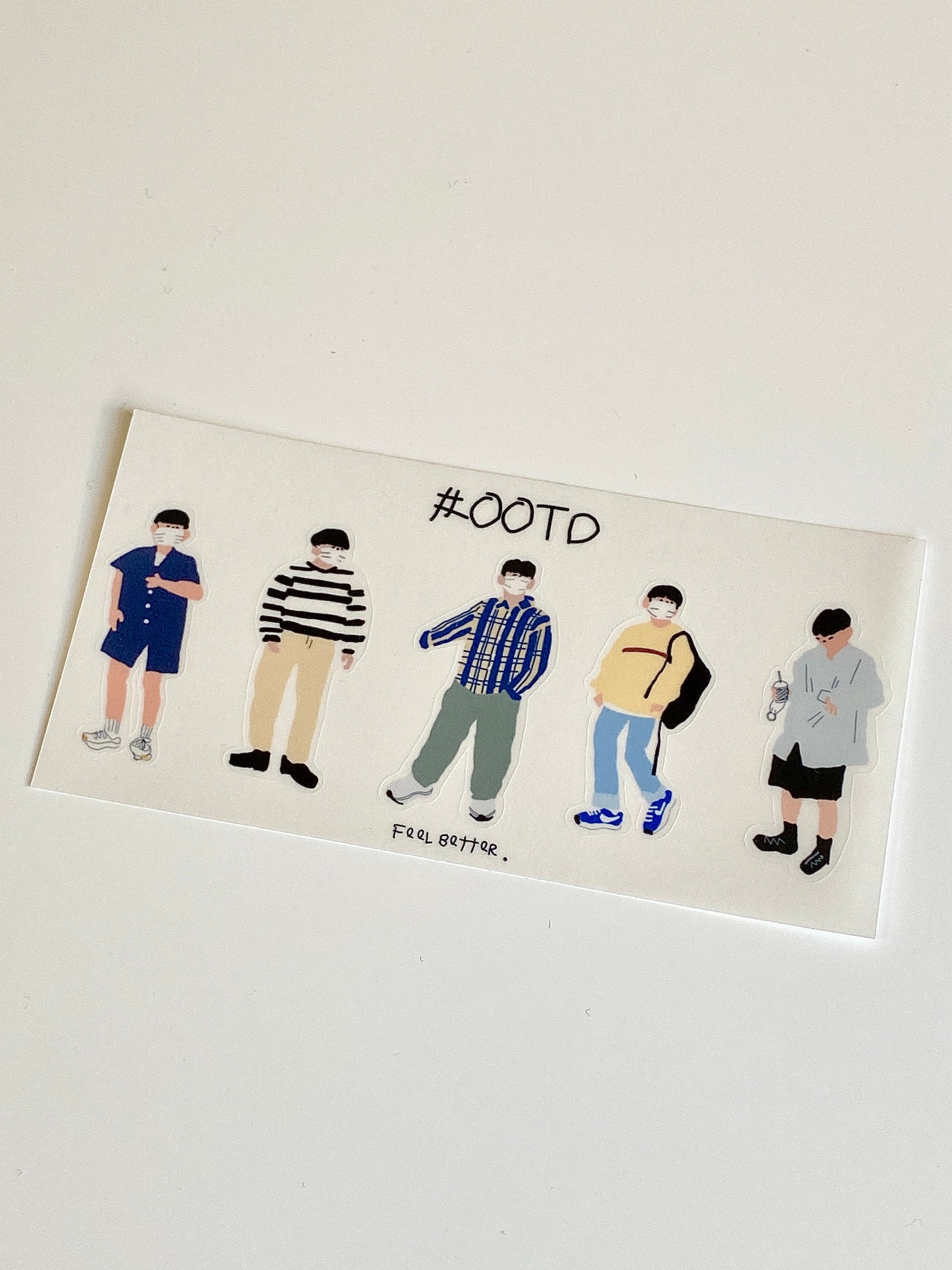 Ootd Sticker Sheet journaling Korean Simple Boys - Etsy
