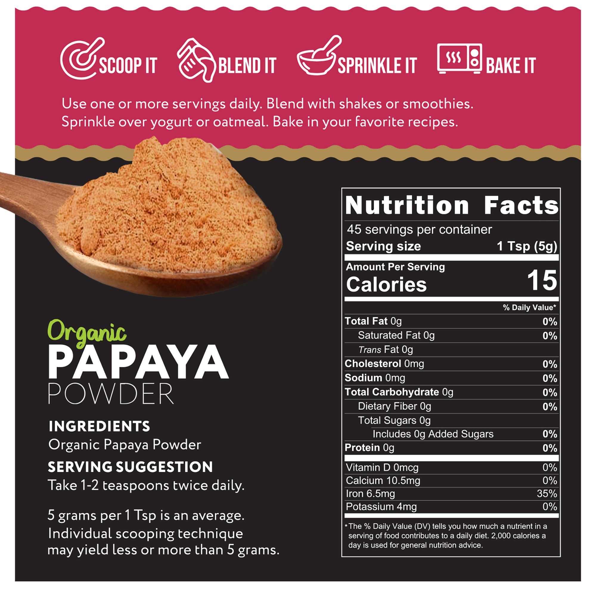Organic Papaya Fruit Powder by Ganic Food Antioxidant Papaya Enzyme for ...