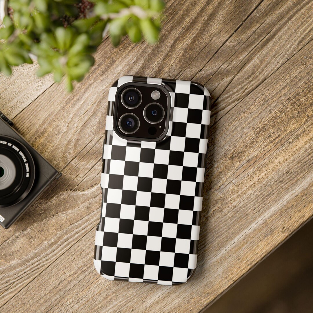 Checkered iPhone Case Magsafe Compatible, Checker Pattern Cover, iPhone ...