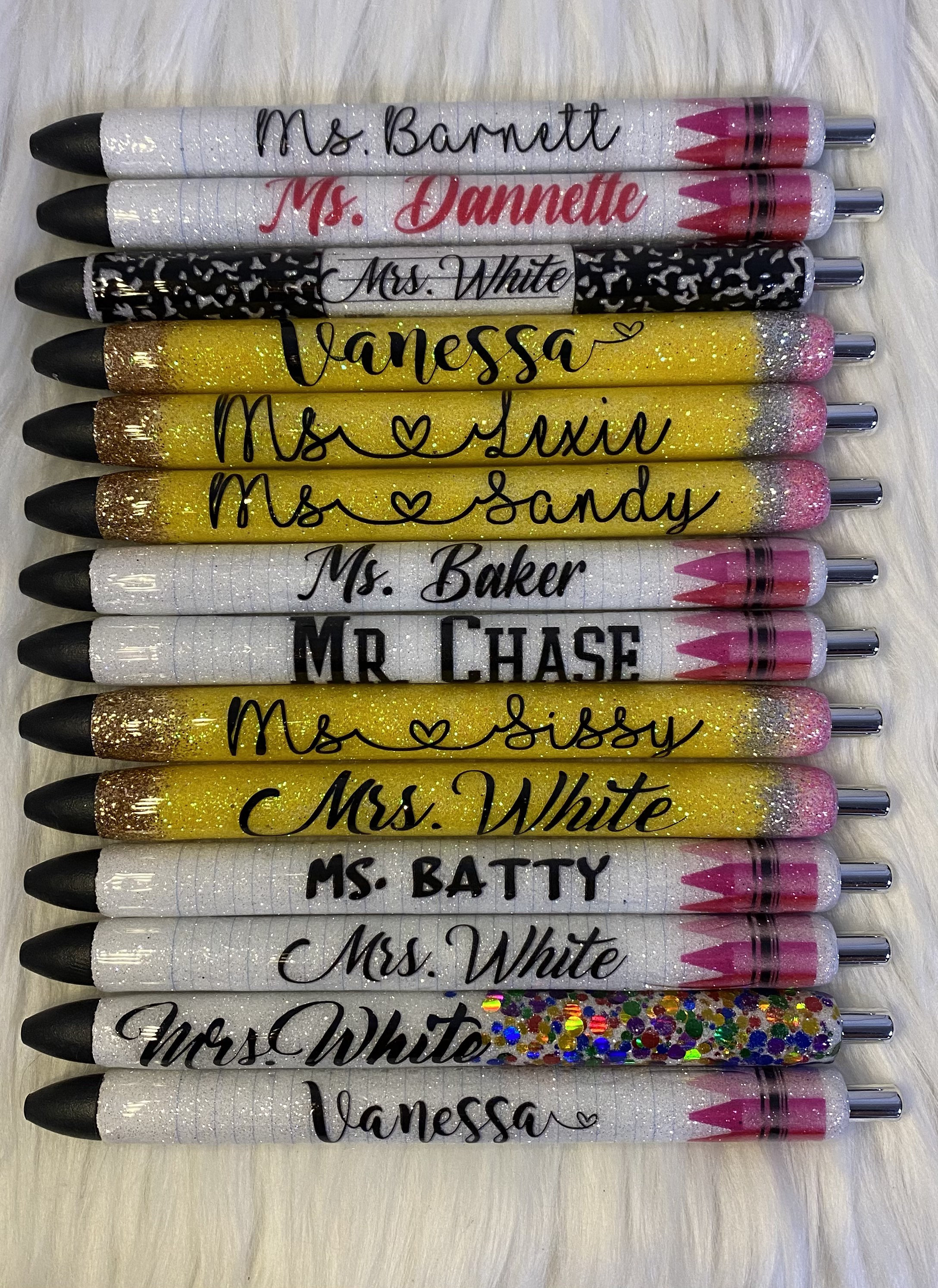 Custom Glitter Teacher Epoxy Pens Gel Pens Epoxy Pens - Etsy