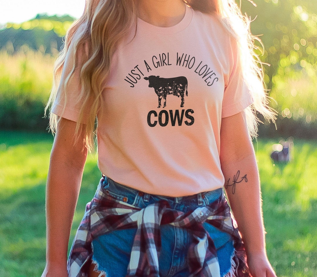 Just A Girl Who Loves Cows Shirt, Cow Lover Shirt, Farm Girl Outfit ...
