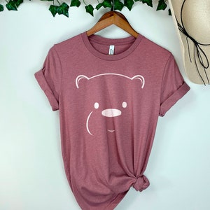 Minimalist Bear T-shirt - Bear Face Tee - Bear Lover Shirt - Cartoon ...