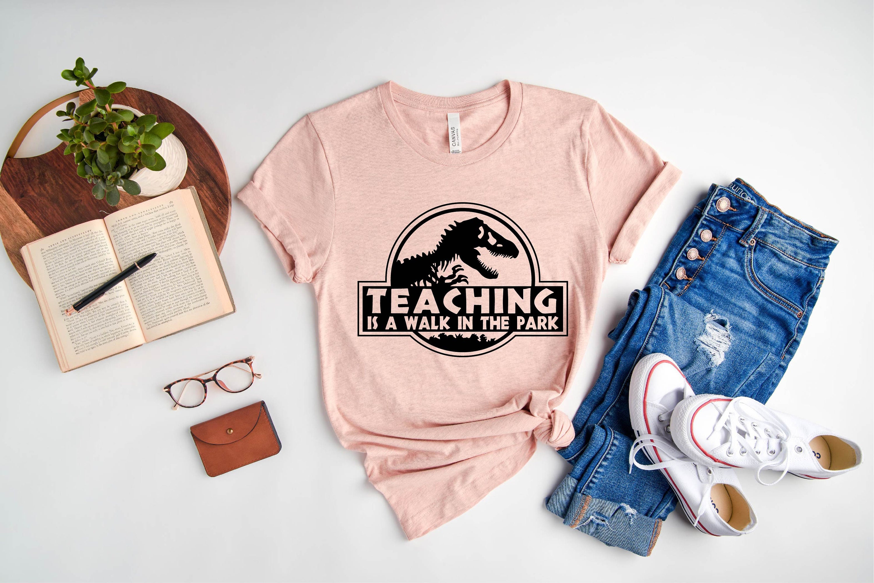 Dinosaur Teacher Shirt Teaching is A Walk in the Park Funny | Etsy