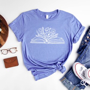 Book T-shirt, Floral Book Shirt, Book Lover Shirt, Reader Shirt ...