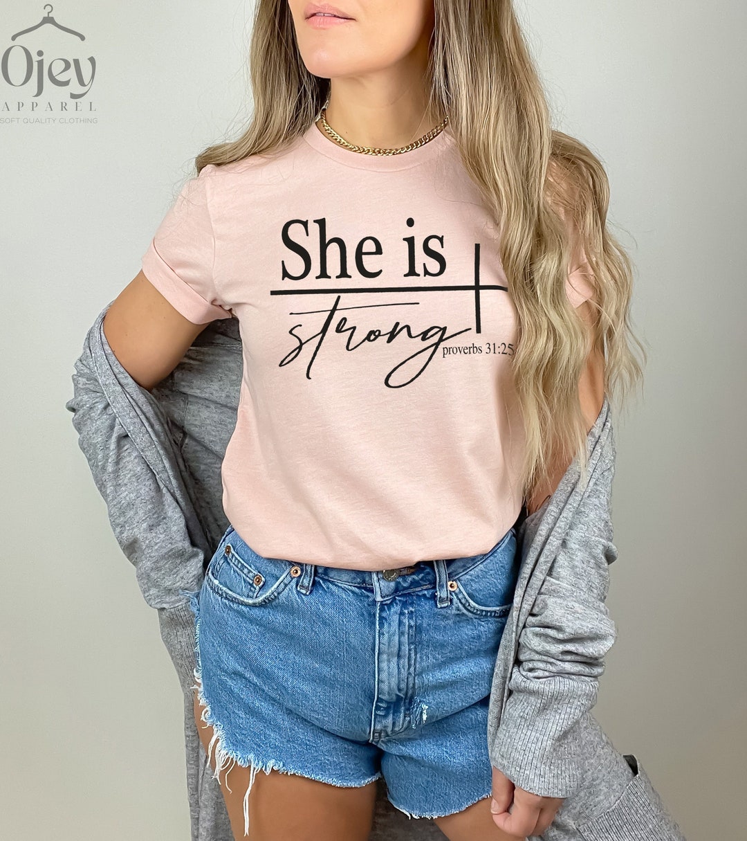 She is Strong Shirt, Christian Woman Shirts, Religious Shirt, Proverbs ...