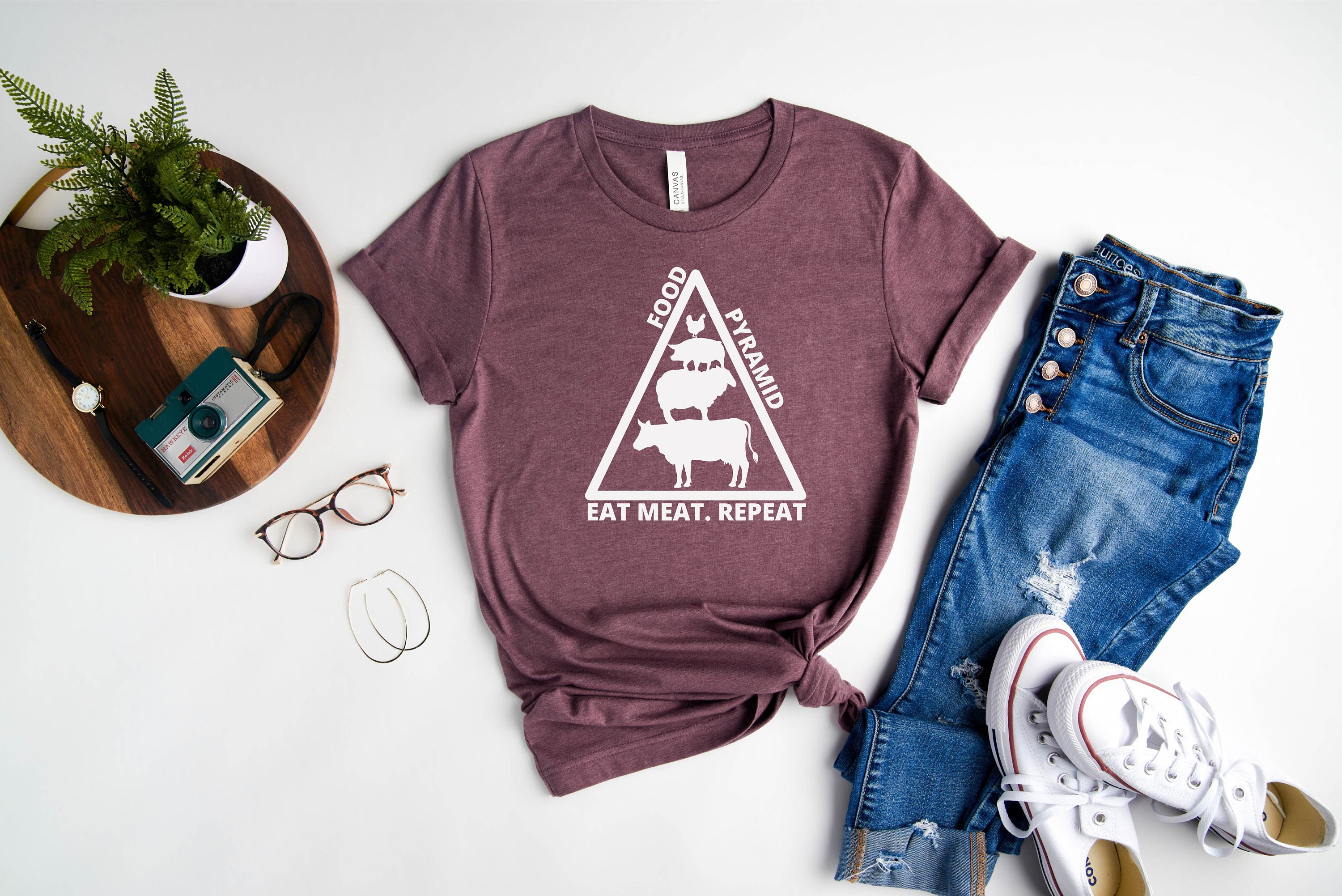 Eat Meat Repeat Shirt, Carnivore Meat Shirt, Food Pyramid Tee, Meat ...