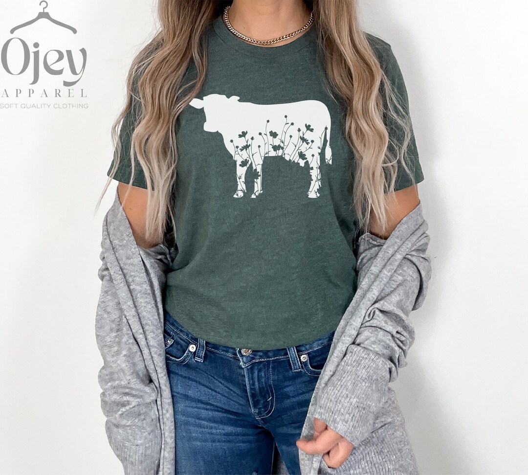 Floral Cow Shirt, Cow T Shirt, Cow Lover Shirt, Farming Shirt, Farm ...