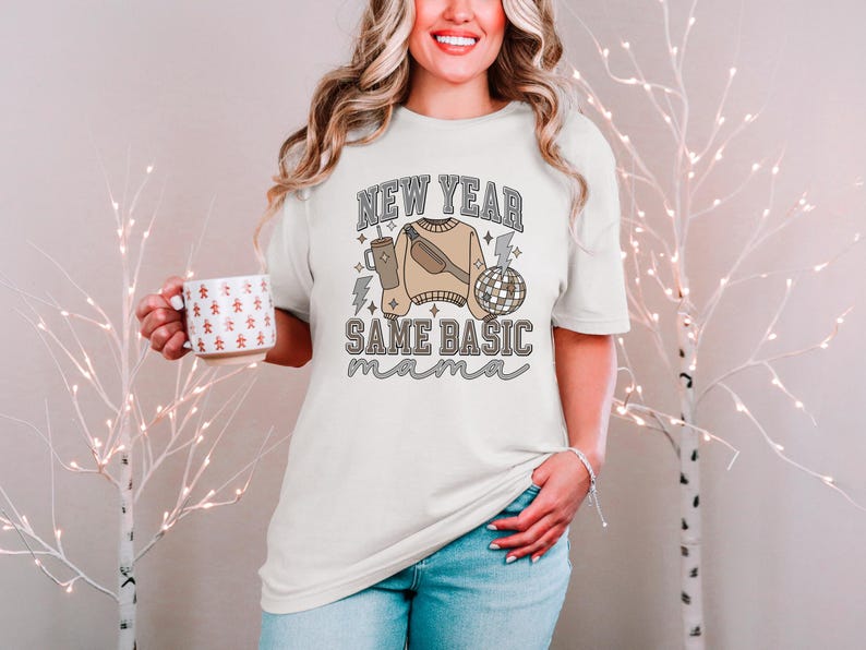 New Year Same Basic Mama - Gift for Mom - Happy New Year Tee - Disco ...