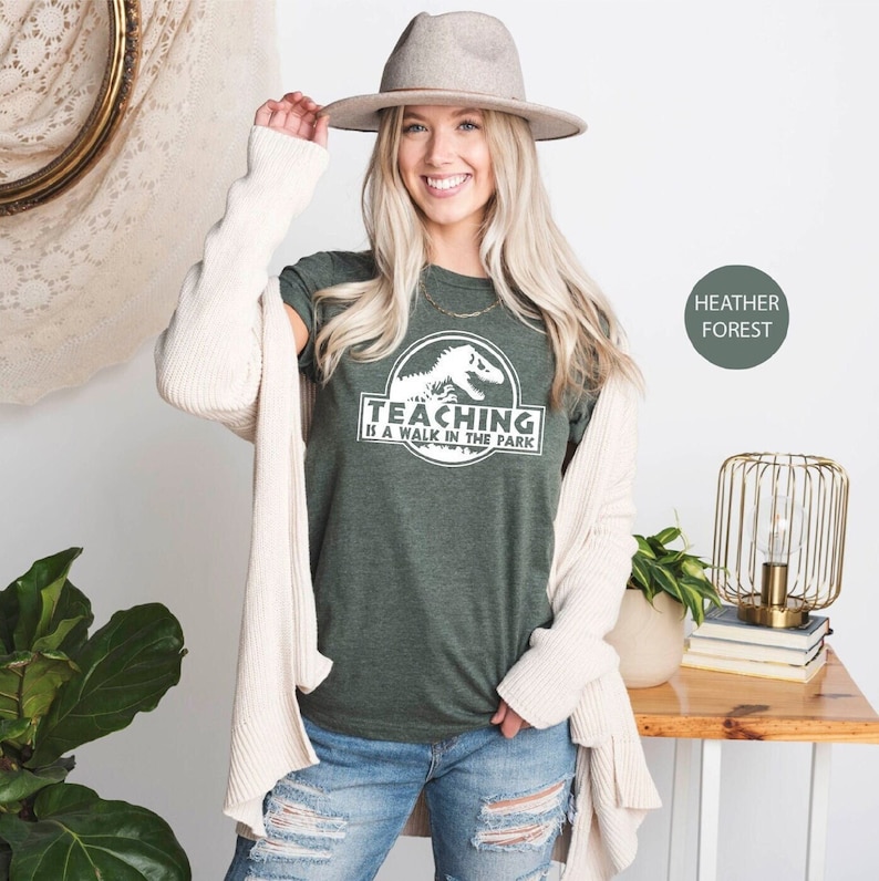 Dinosaur Teacher Shirt, Teaching is A Walk in the Park, Funny Teacher ...