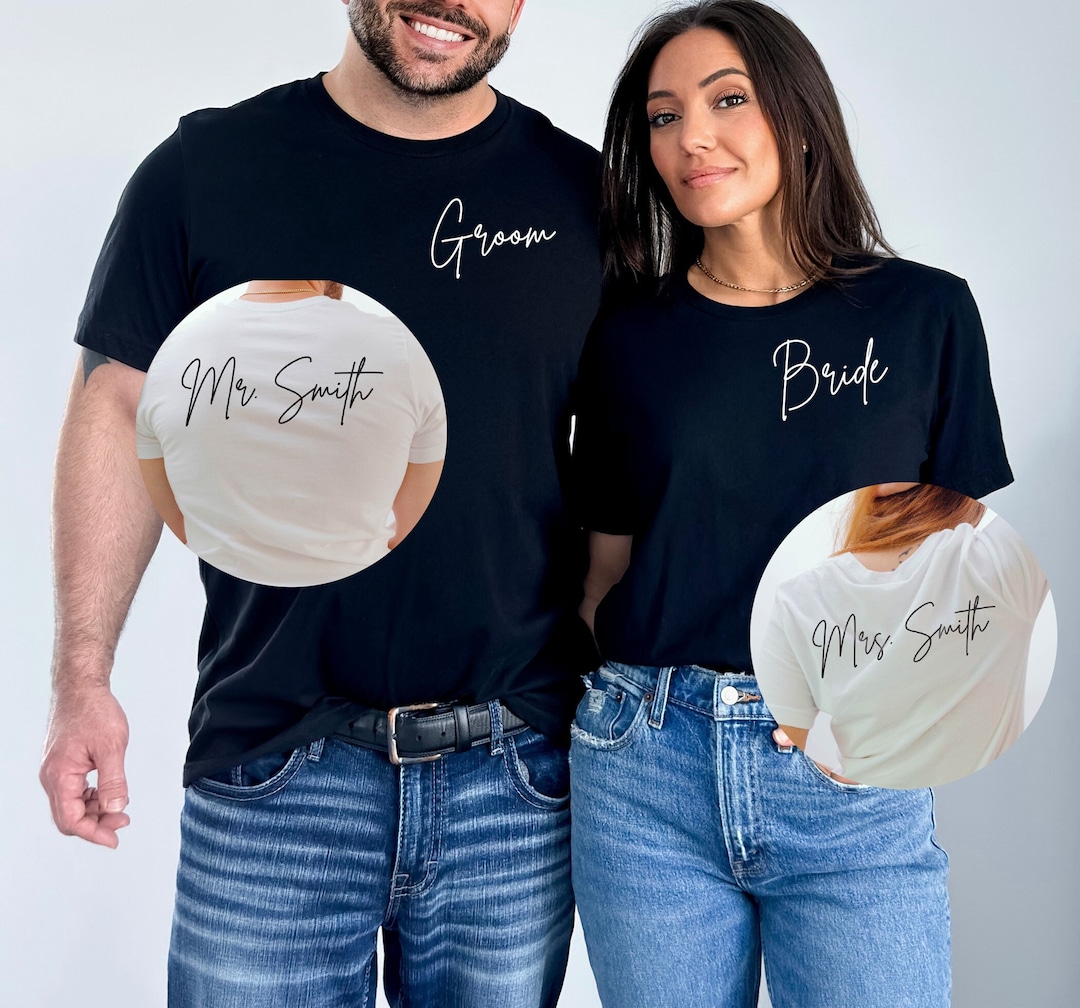 Custom Bride and Groom Shirts, Personalized Groom Bride Shirt, Newly ...