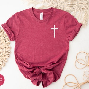 Pocket Cross Shirt for Gift, Unisex Crewneck Religious Shirt, Cross ...