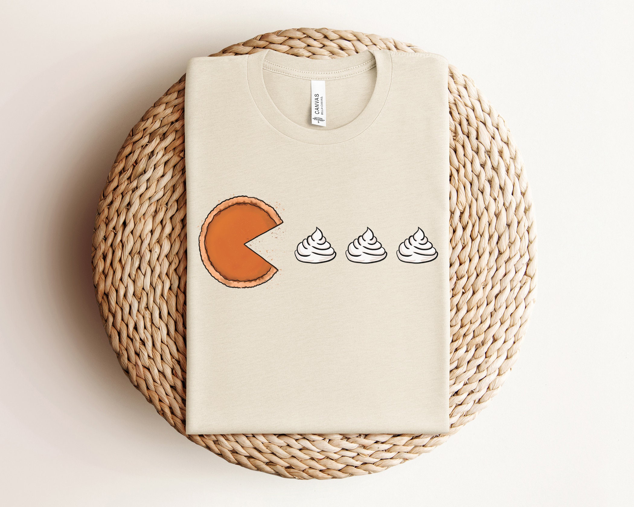 Pacman Pumpkin Pie Shirt, Pumpkin Pie and Whipped Cream Tee, Vintage ...