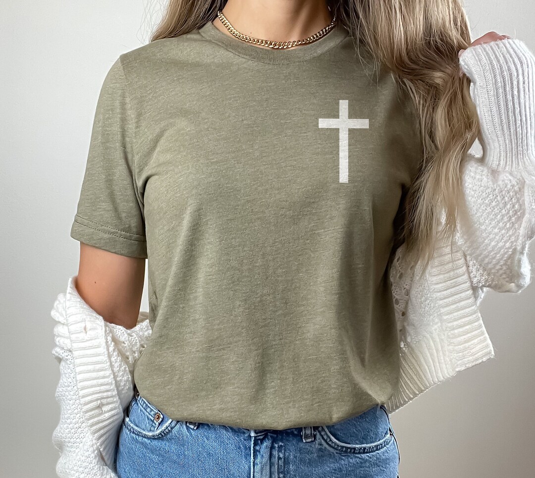 Pocket Cross Shirt for Gift, Unisex Crewneck Religious Shirt, Cross ...