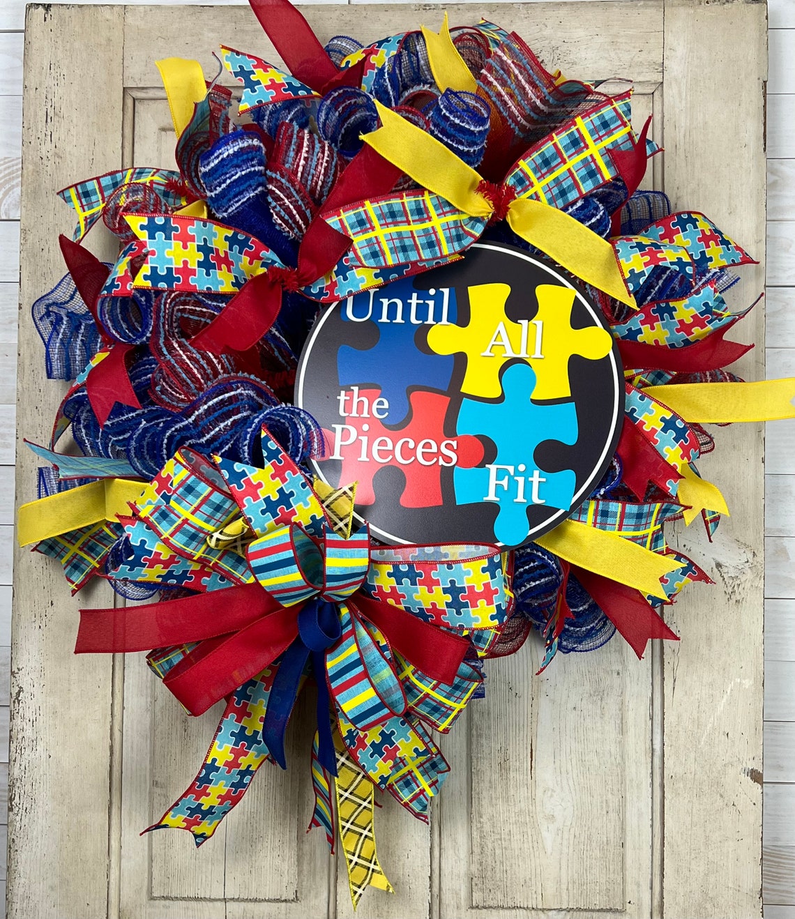 Autism Wreath, Autism Month Wreath, Until All of the Pieces Fit Wreath ...