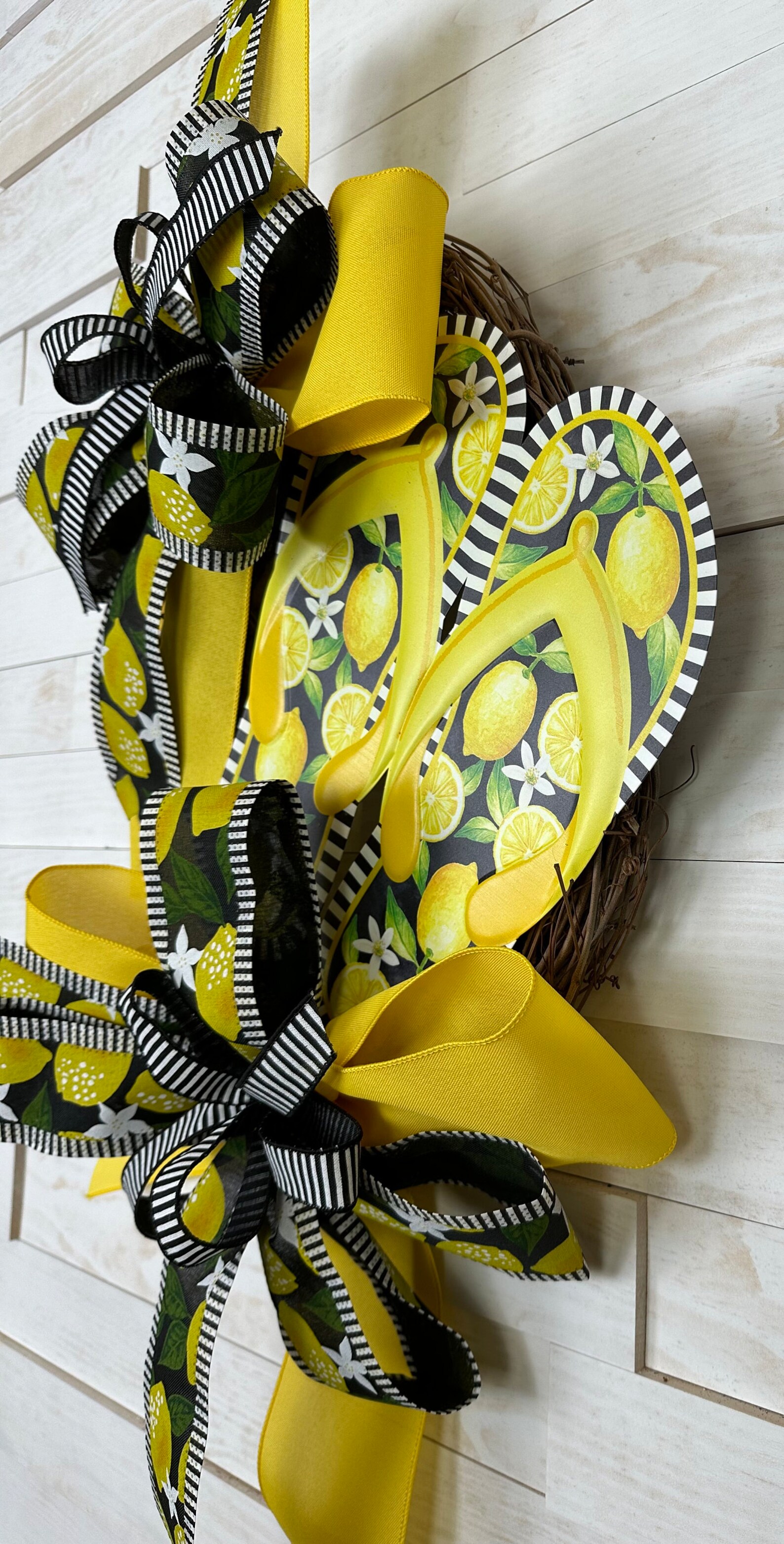 Summer Wreath, Lemon Wreath, Lemon Flip Flop Wreath, Front Door Wreath ...