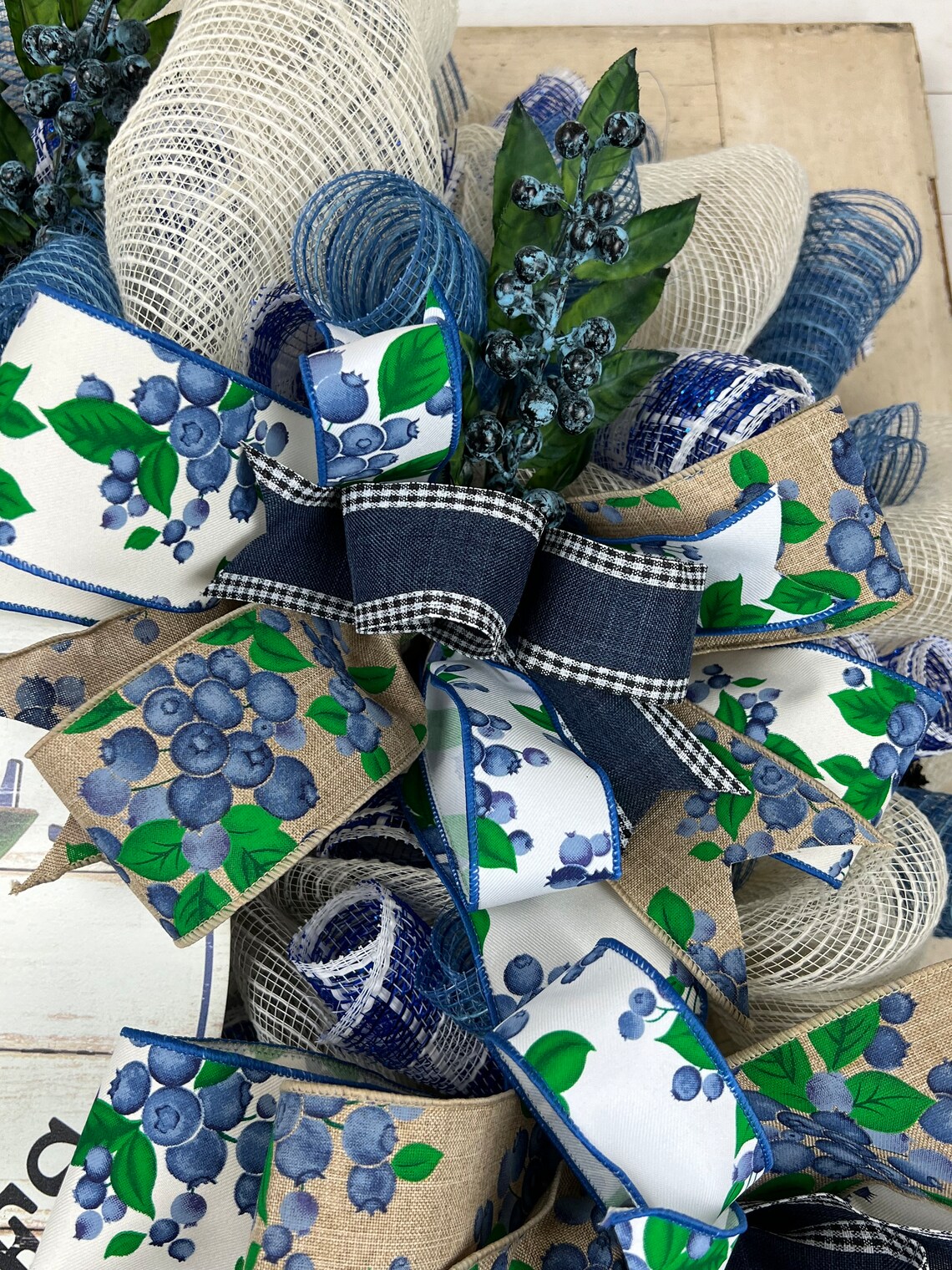 Blueberry Wreath Front Door Decor, Farmers Market Wreath, Summer Fruit ...