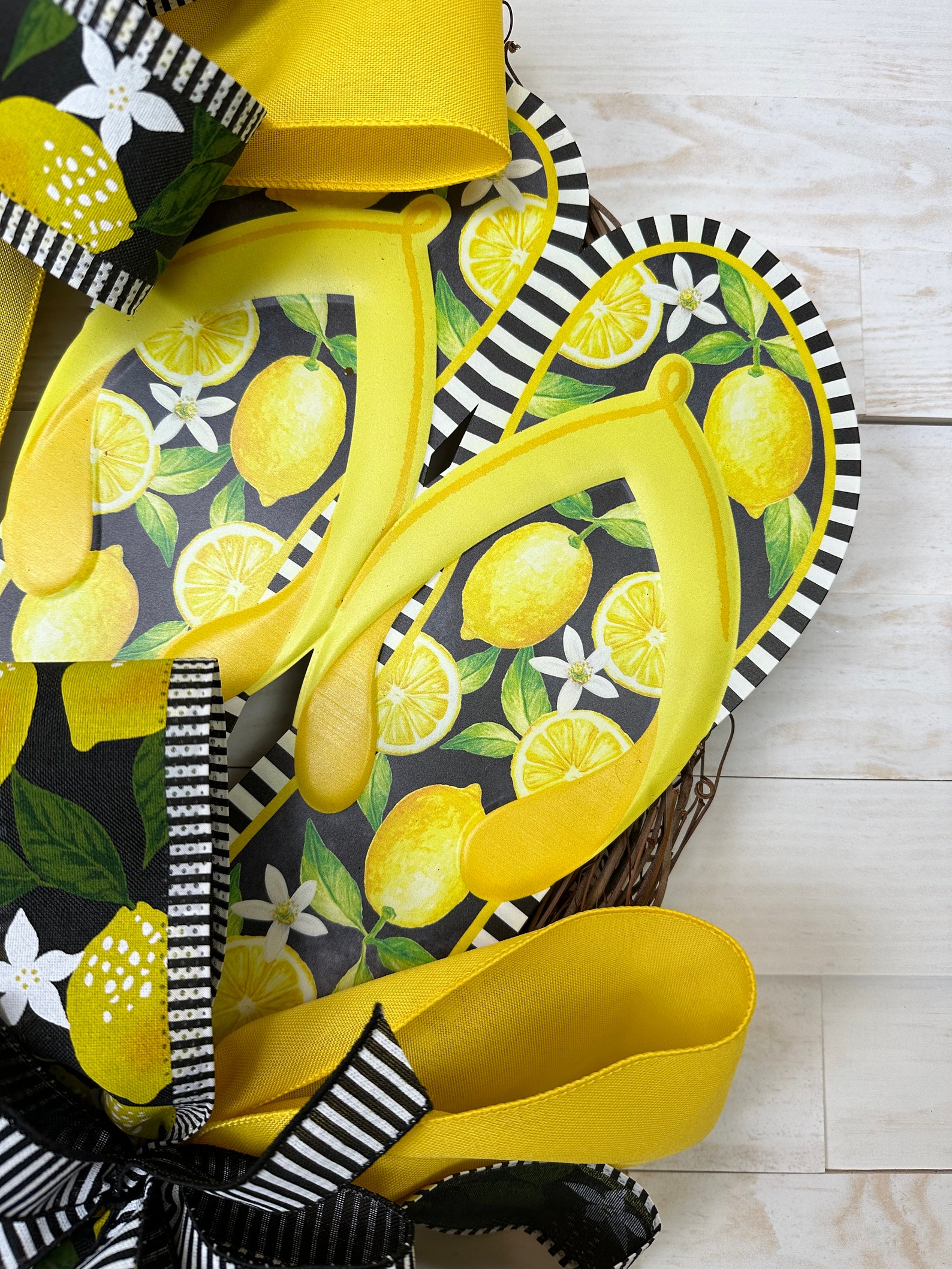 Summer Wreath, Lemon Wreath, Lemon Flip Flop Wreath, Front Door Wreath ...