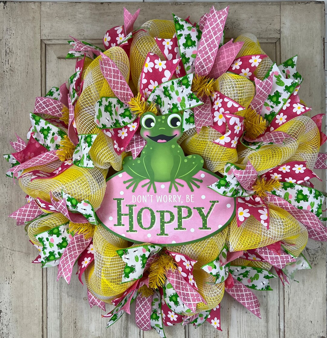 Summer Wreath Frog Wreath Summer Mesh Wreath Cute Wreath - Etsy