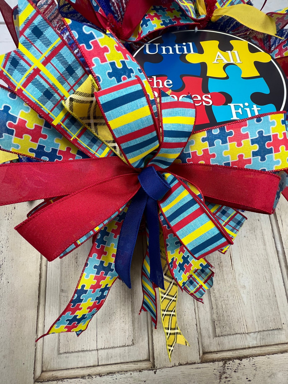 Autism Wreath, Autism Month Wreath, Until All of the Pieces Fit Wreath ...