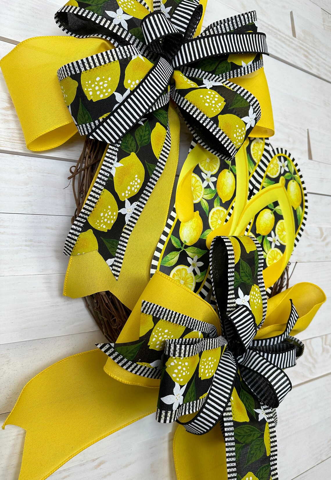 Summer Wreath, Lemon Wreath, Lemon Flip Flop Wreath, Front Door Wreath ...