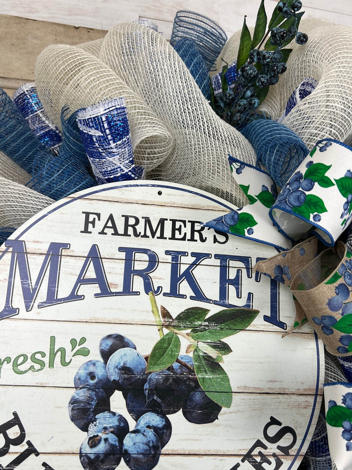 Blueberry Wreath Front Door Decor, Farmers Market Wreath, Summer Fruit ...