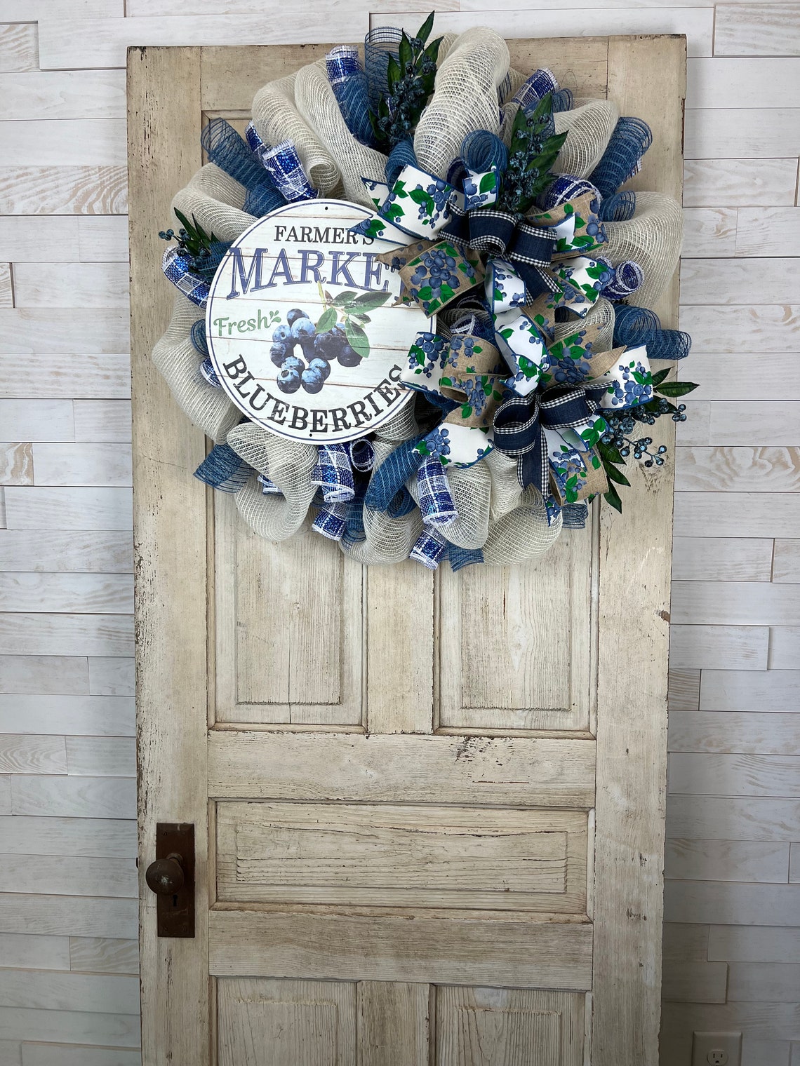 Blueberry Wreath Front Door Decor, Farmers Market Wreath, Summer Fruit ...
