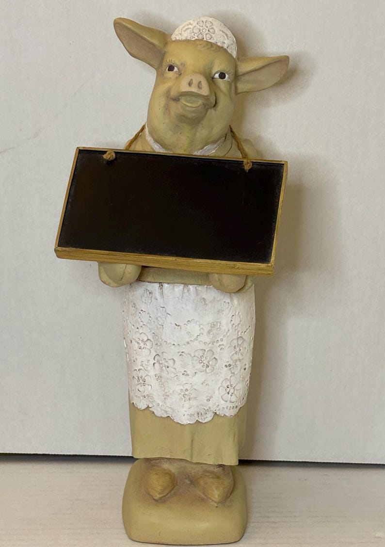 French Country Kitchen Chef Pig Statue Sculpture Anthropomorphic W ...