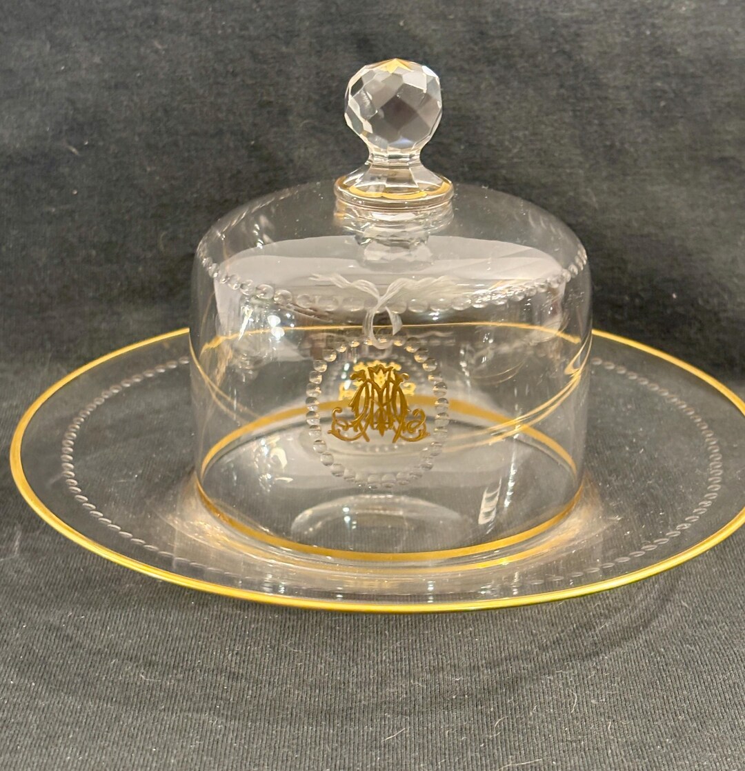 16 Piece Desert Service for 4 Etched Baccarat Monogram Louis XVI Style ...