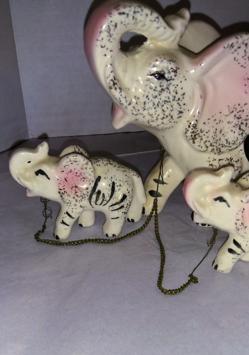 Vintage Original 1960s Chained Elephant Family Mother & Her 2 Babys ...