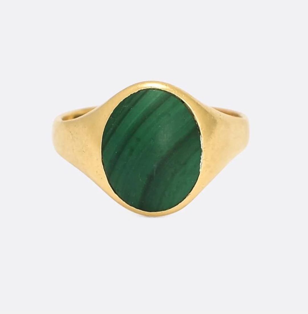 Antique Victorian Malachite Signet Ring - Etsy