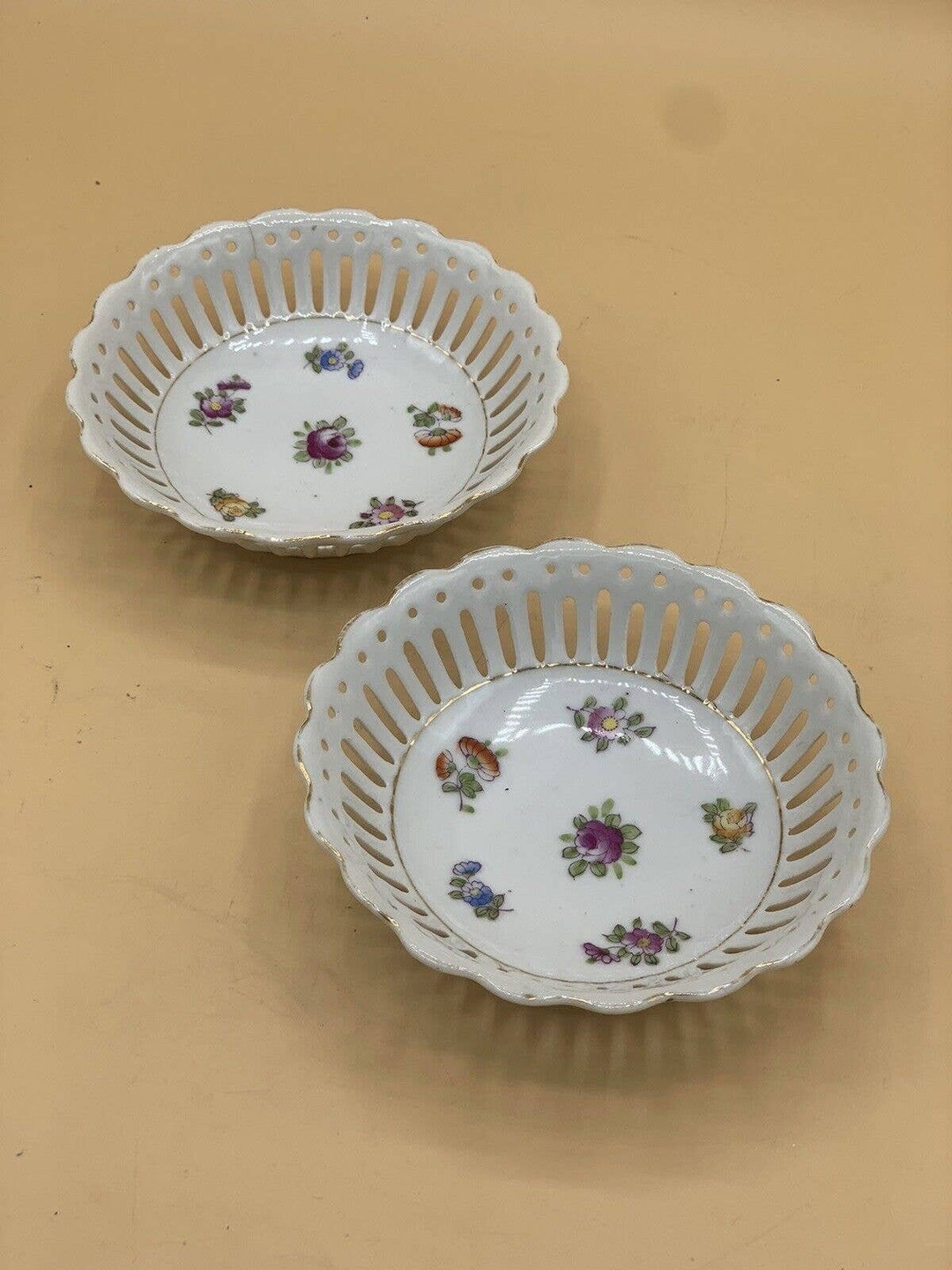 Mikori Ware Japan 10-sided Reticulated Floral 5’’ Small Bowl Lot of 2 ...