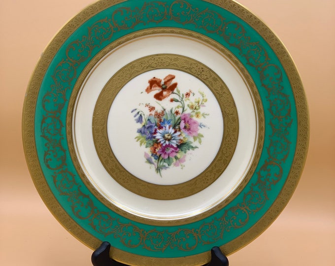 Royal Bavarian ANTIQUE Gold/burgundy Hutschenreuther Selb Dinner Plates ...