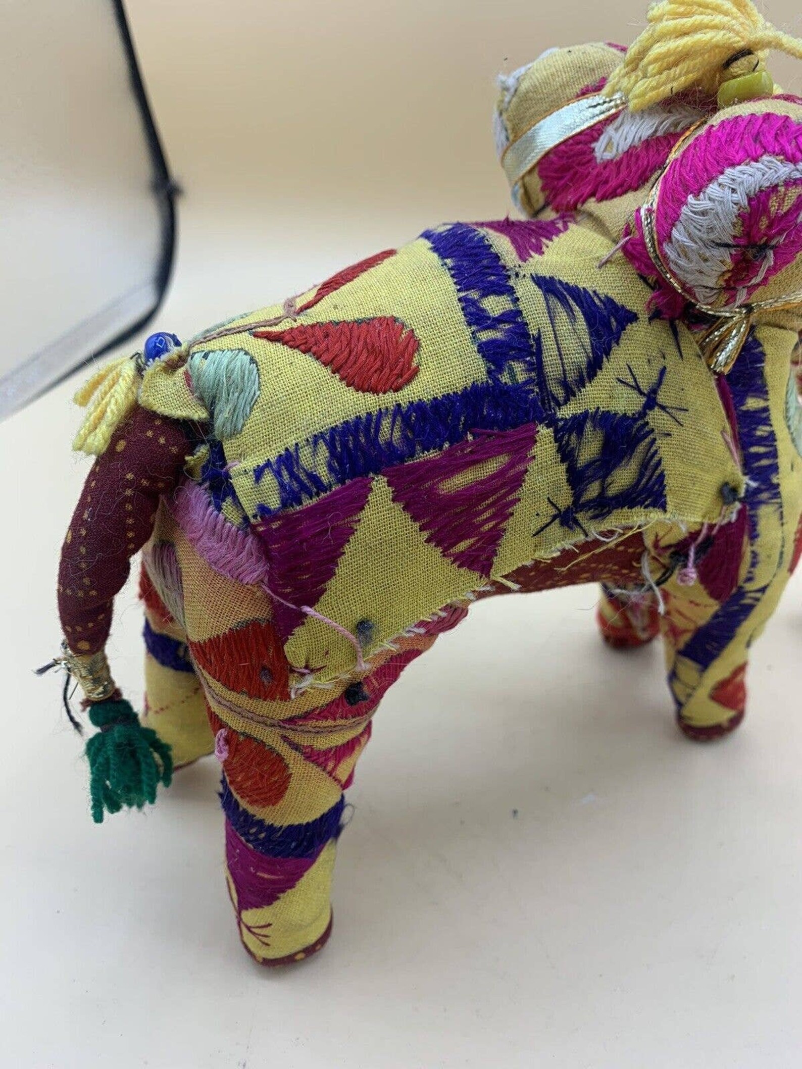 Vintage Hand Made Anglo Raj Stuffed Embroidered Fabric Elephant India ...