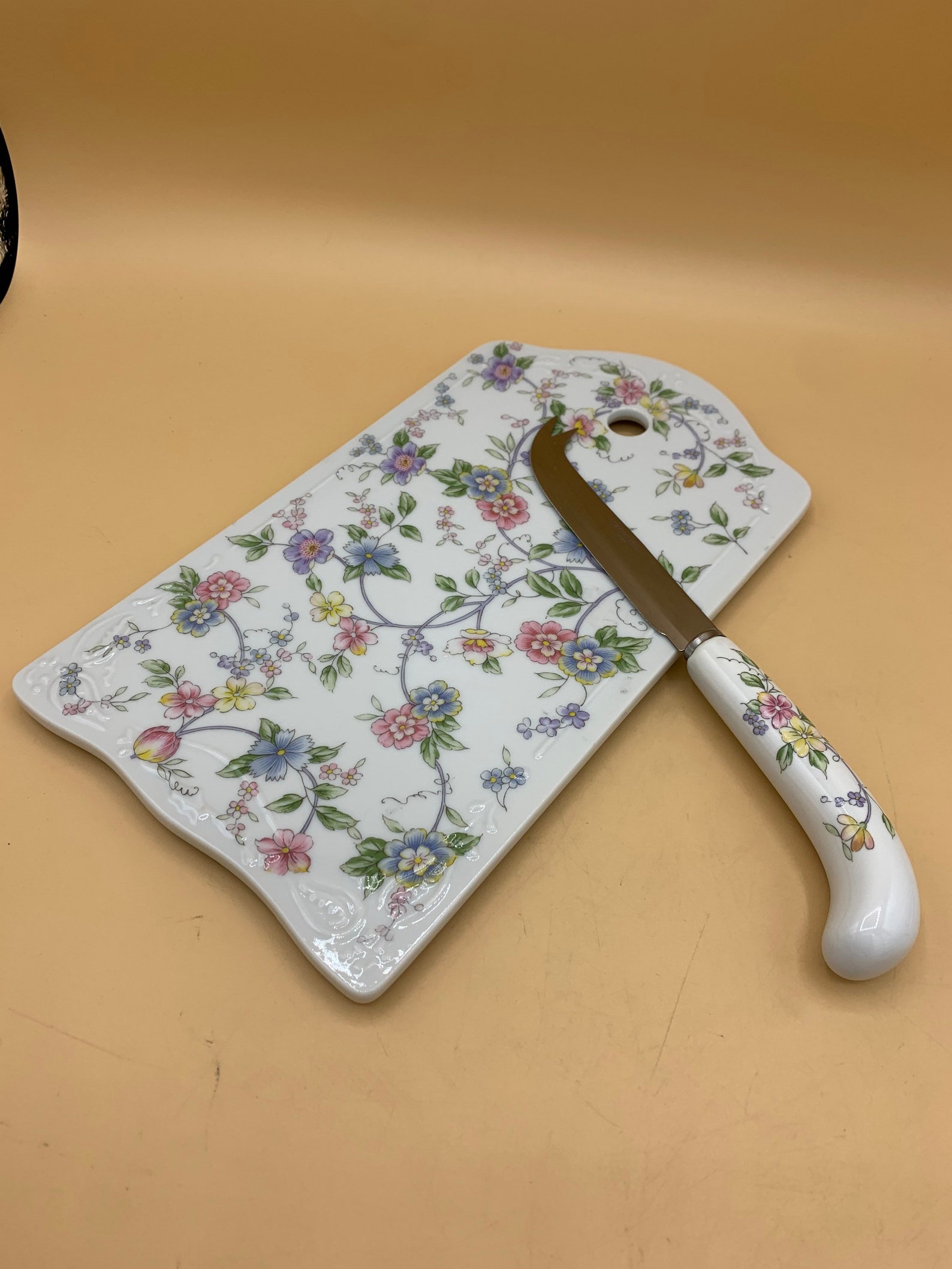 Vintage Easter Dinner Cheese Plate and Knife Andrea by Sadek Floral - Etsy