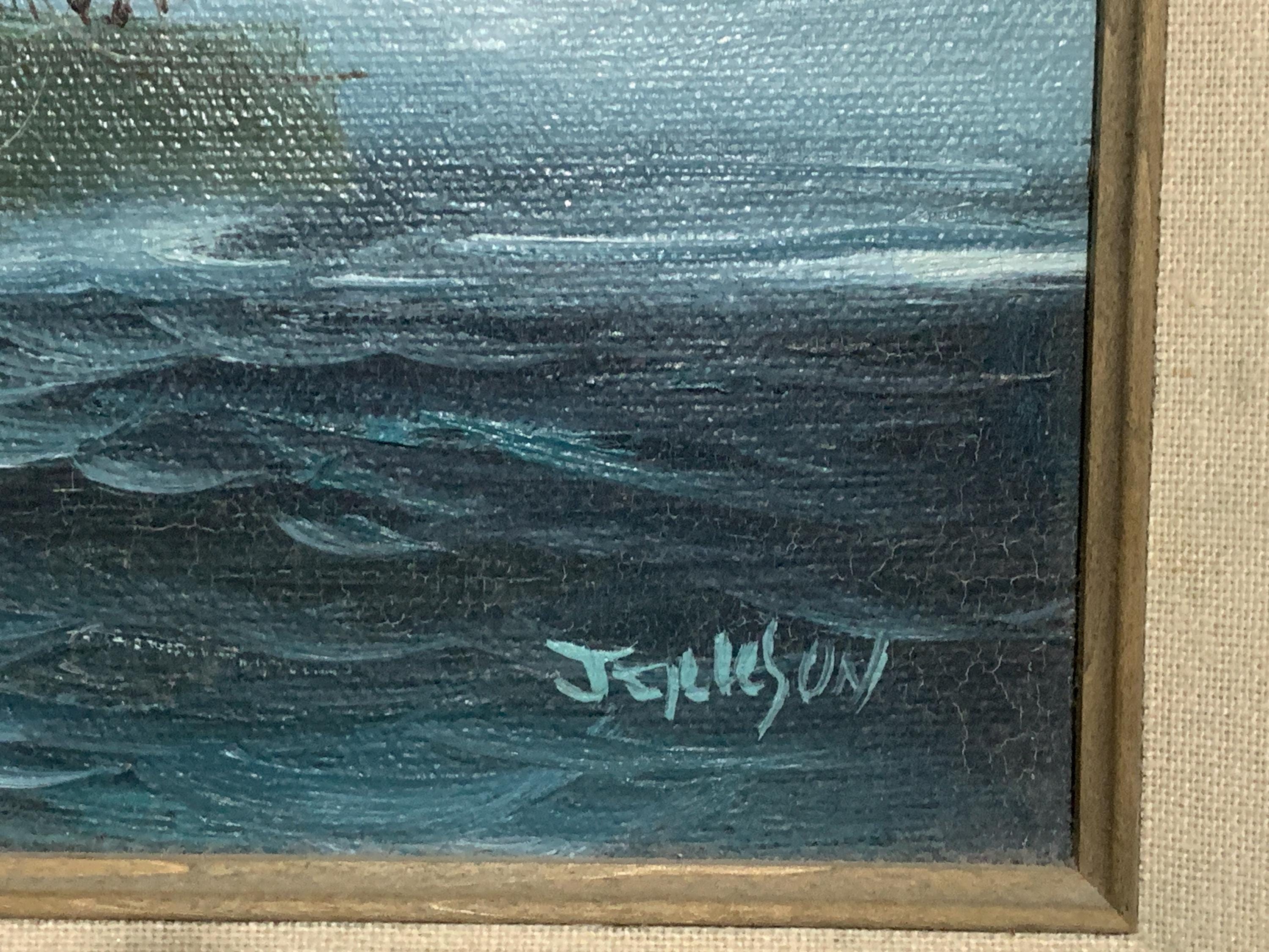 Hewitt Jackson Original Oil Painting Clipper Ship at Sea Signed Framed ...