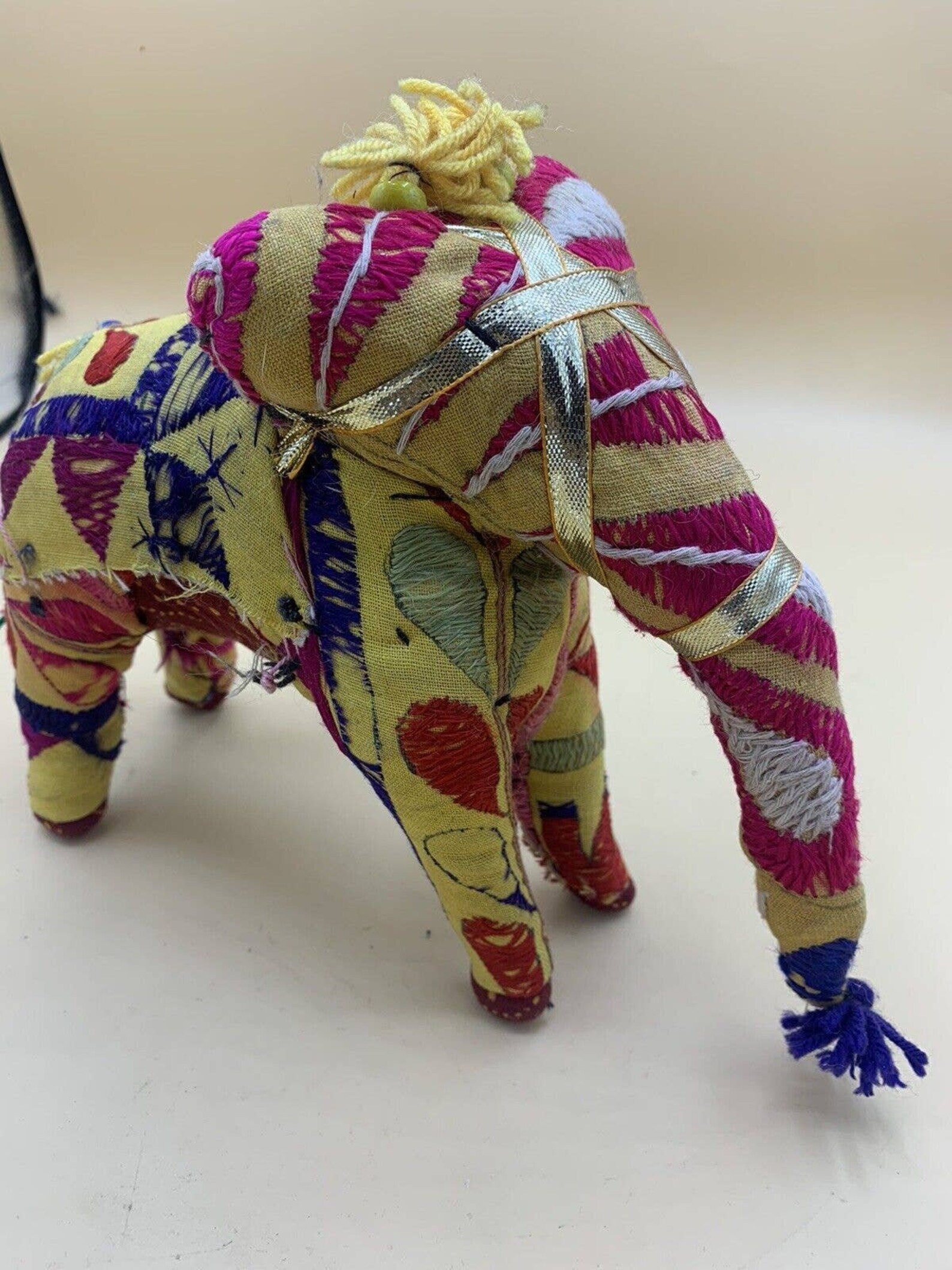 Vintage Hand Made Anglo Raj Stuffed Embroidered Fabric Elephant India ...