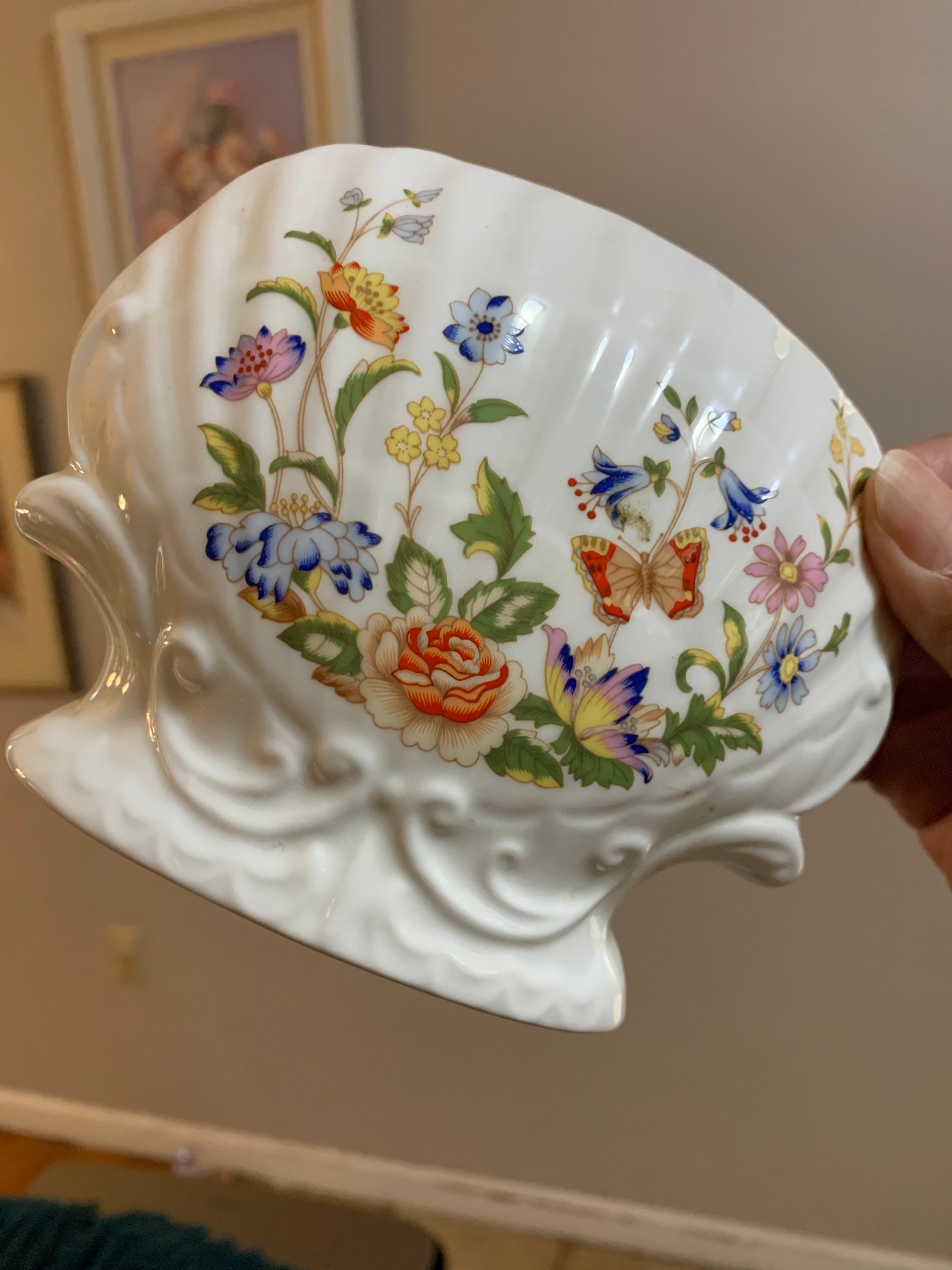 Vintage Aynsley English Fine Bone China Shell Vase cottage - Etsy