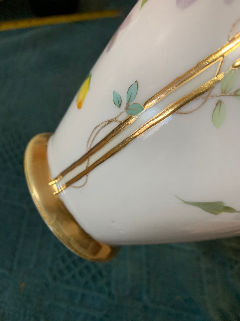 Nippon Morimura Hand Painted Large Pink Roses & Gold Vase Circa 1911 ...