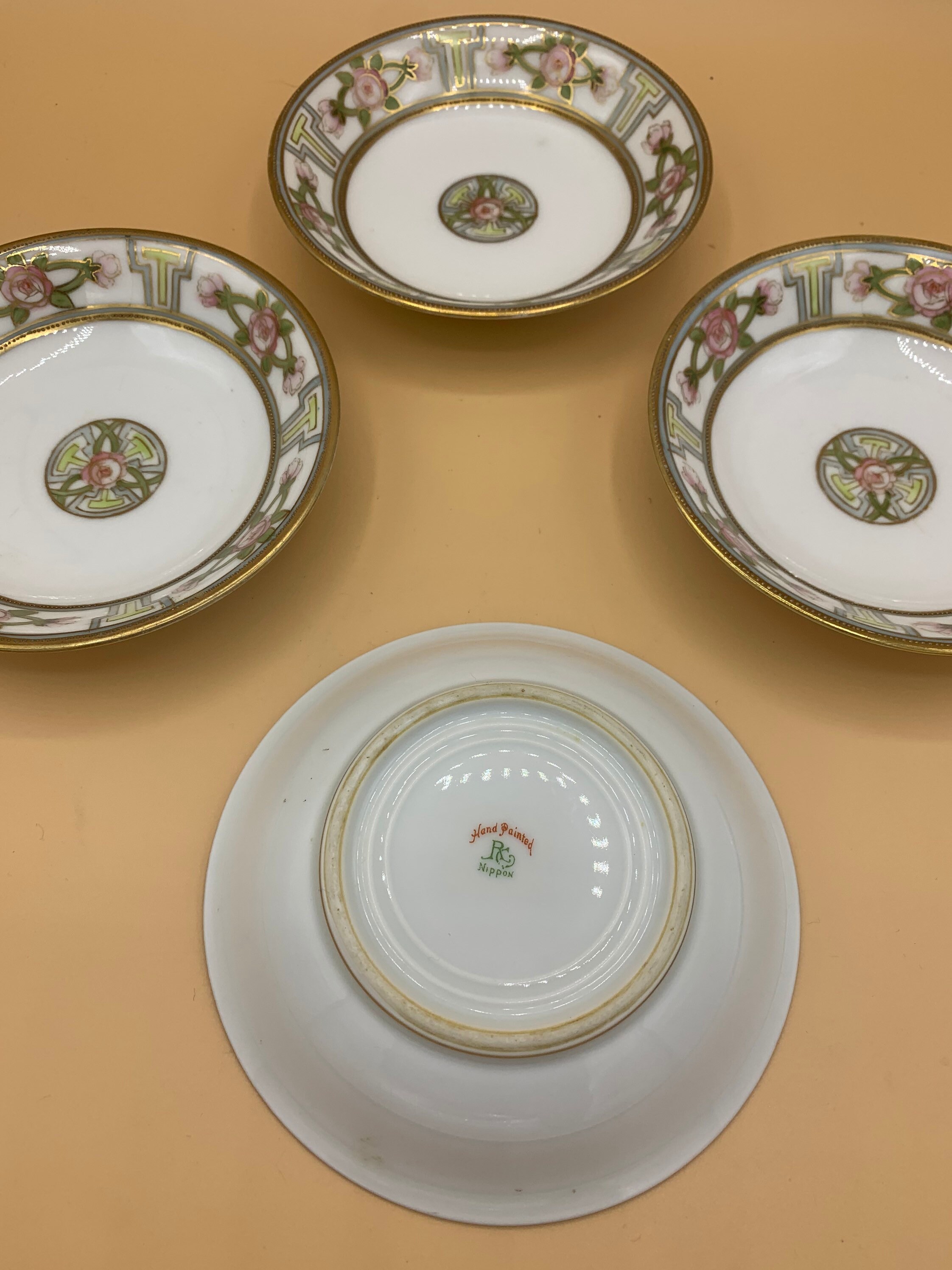4 Vintage Nippon Plate Sandwich or Dessert Handpainted Gold Detail. - Etsy